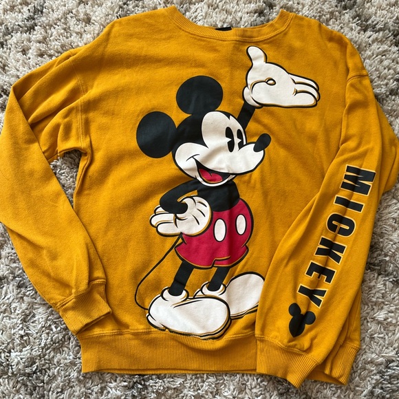Disney | Tops | Yellow Disney Mickey Mouse Crew Neck | Poshmark